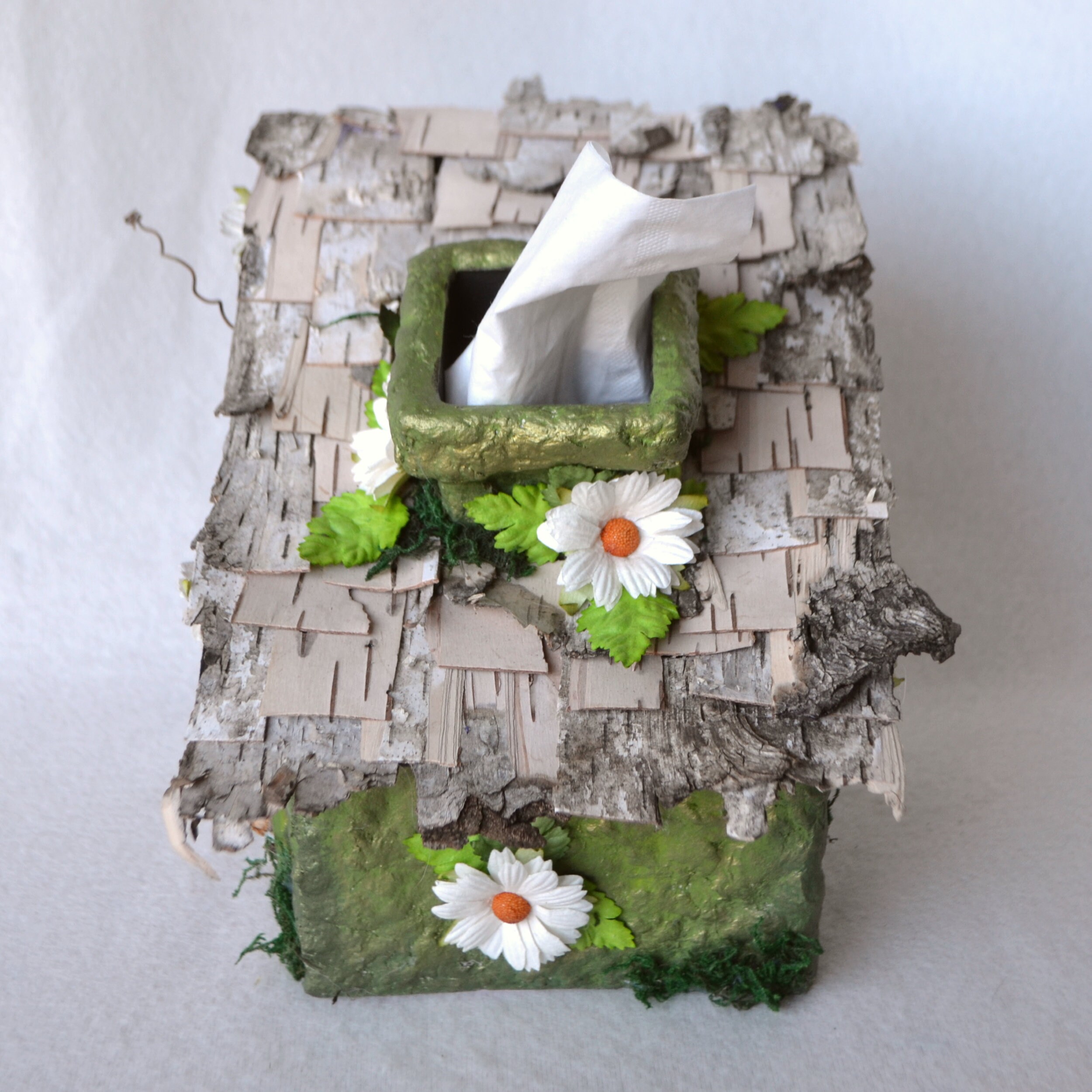 Tissue box cover, Fairy house handmade, fairy house, Pagan Decor, Daisy ...