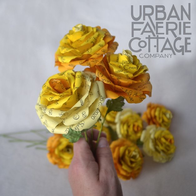First Anniversary Paper Roses, Colored Wedding Vow roses, Personalized ...
